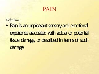 pain in patient care with types or assignment | PPT