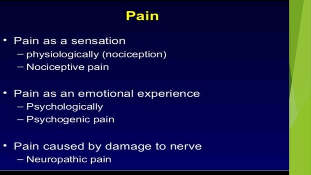 Pain definition, pathway,analgesic pathway, types of pain | PPTX