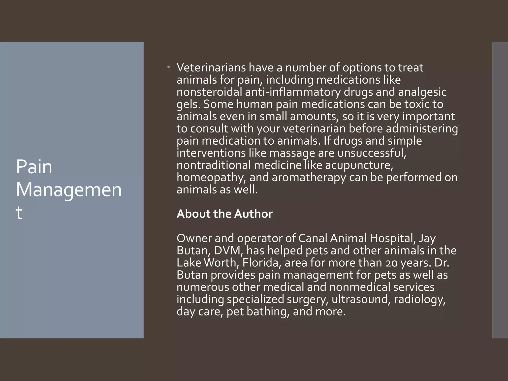 Pain Management for Animals | PPT