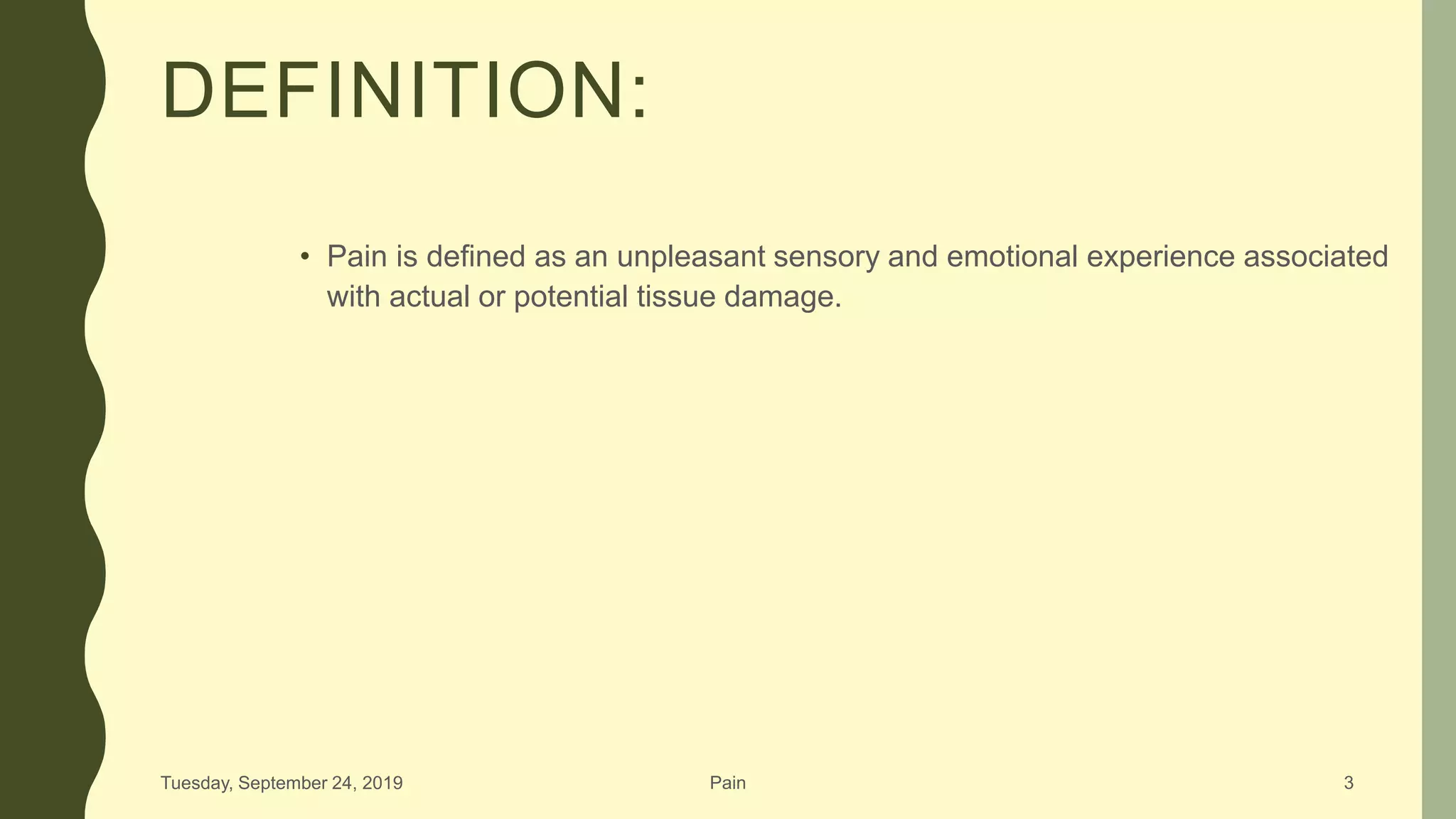 Pain : definition, assessment, types, scales, physiotherapy management ...