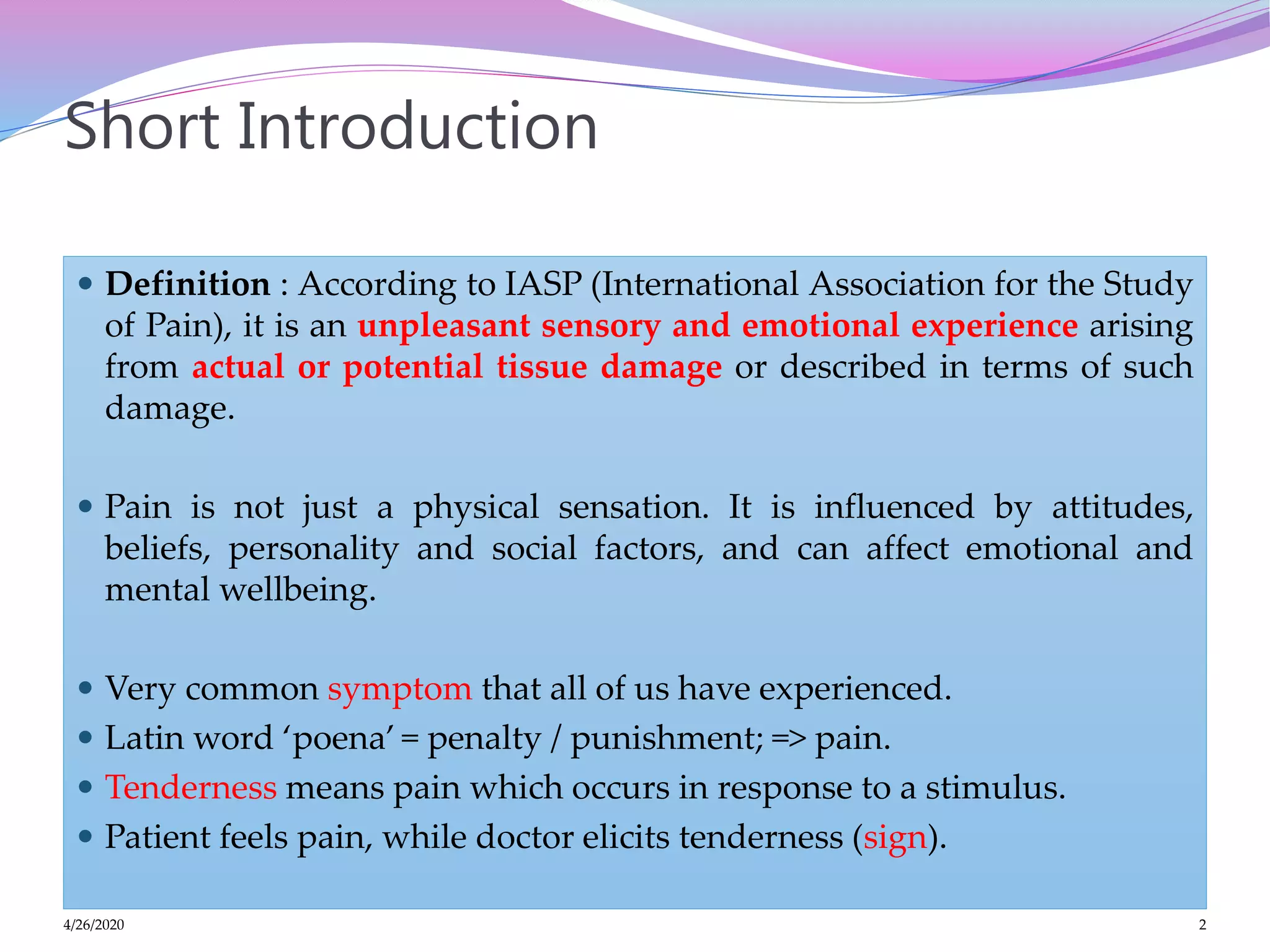 PAIN : HISTORY TAKING | PPTX
