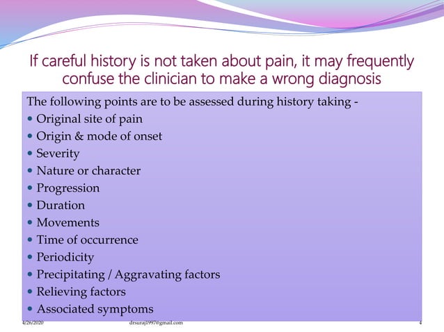 PAIN : HISTORY TAKING | PPTX | Digestive Disorders | Diseases and ...