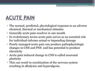 Pain- defintion, types and principles of pain management | PPTX