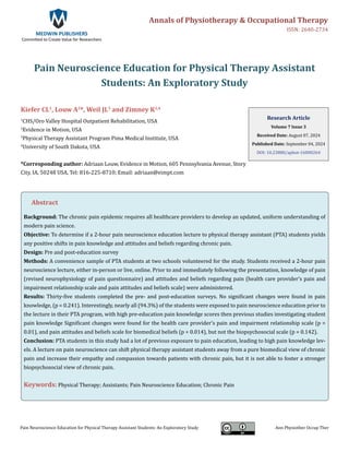 Pain Neuroscience Education for Physical Therapy Assistant Students: An ...