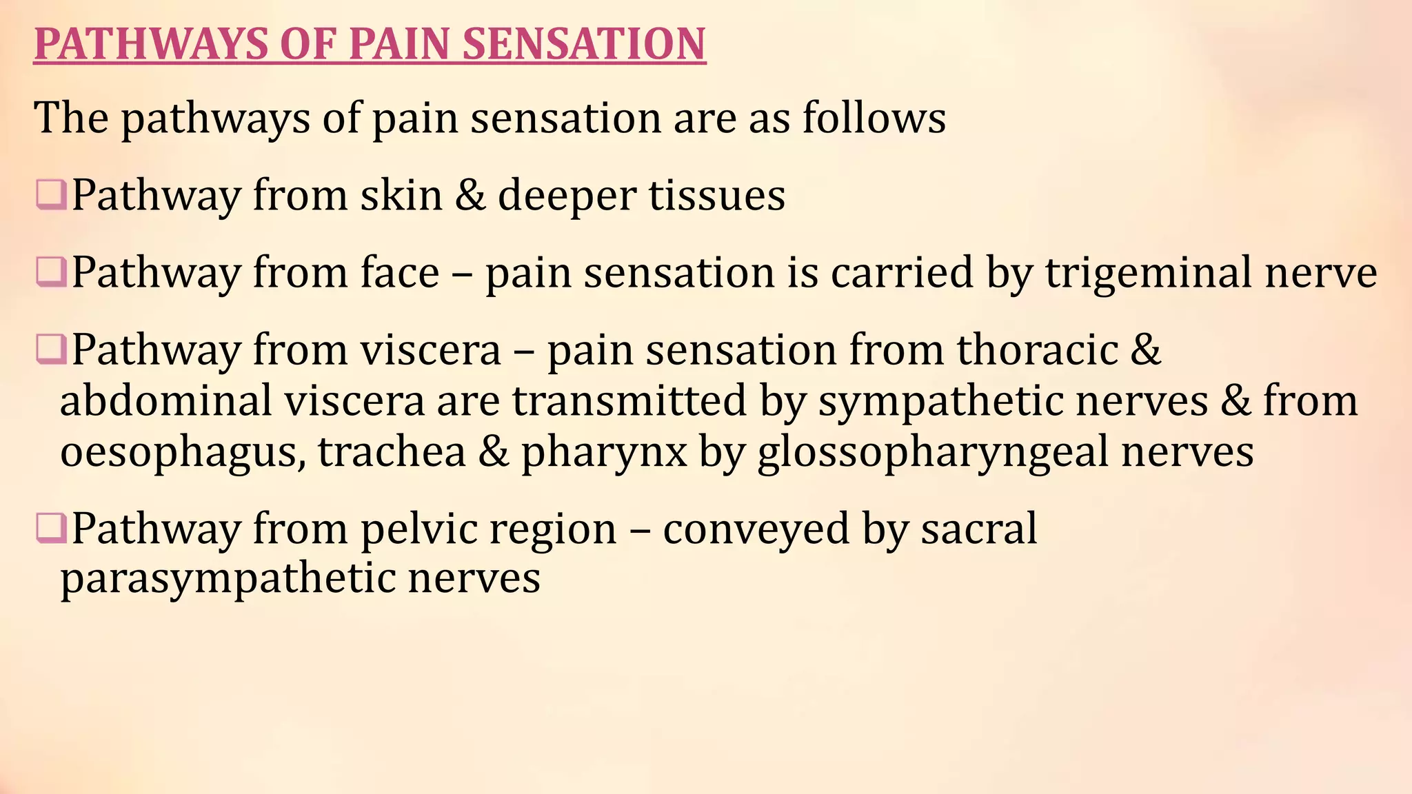 Pain and pain pathways final | PPTX