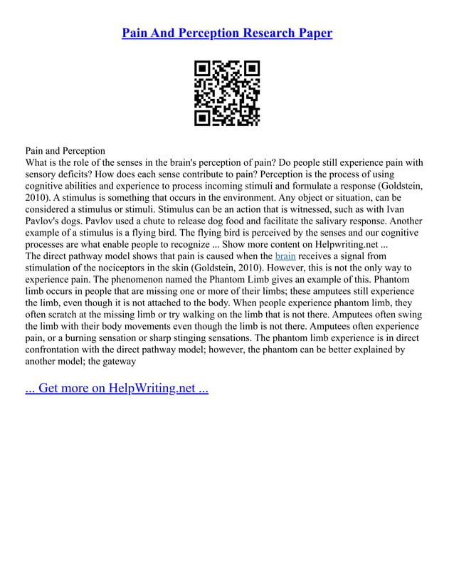 Pain And Perception Research Paper | PDF