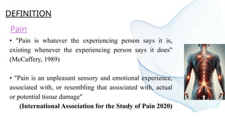 pain assessment help to provide relaxation to the client. | PPTX
