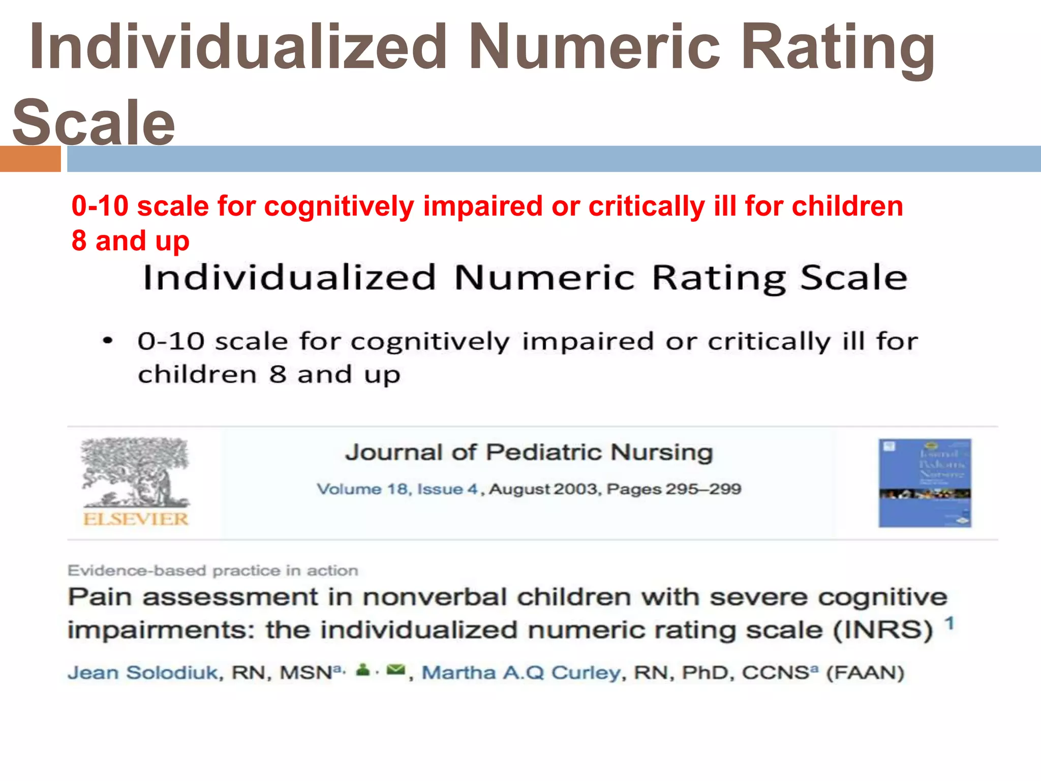 Pain assessment tool for pediatric p opulation | PPTX