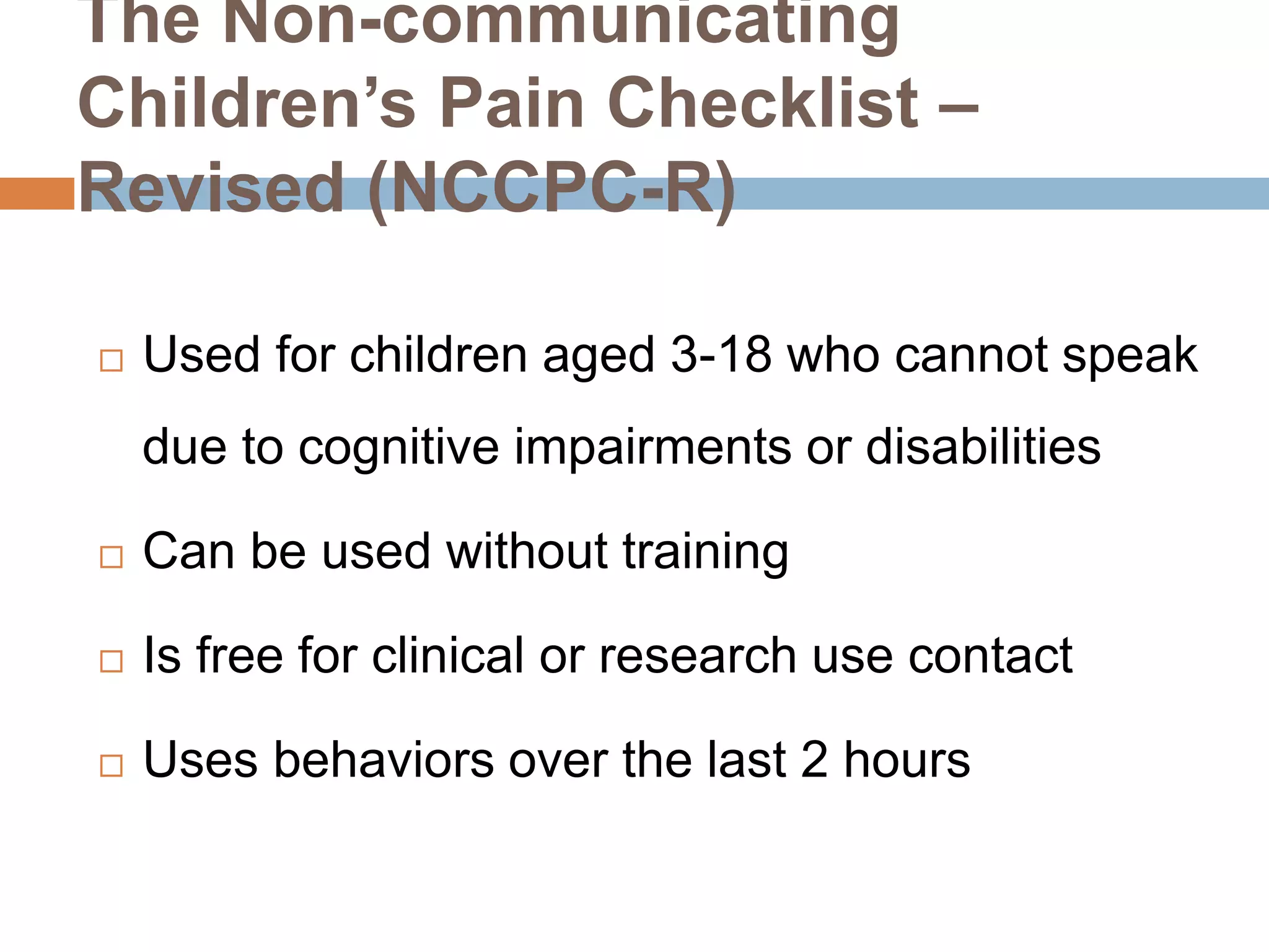 Pain assessment tool for pediatric p opulation | PPTX