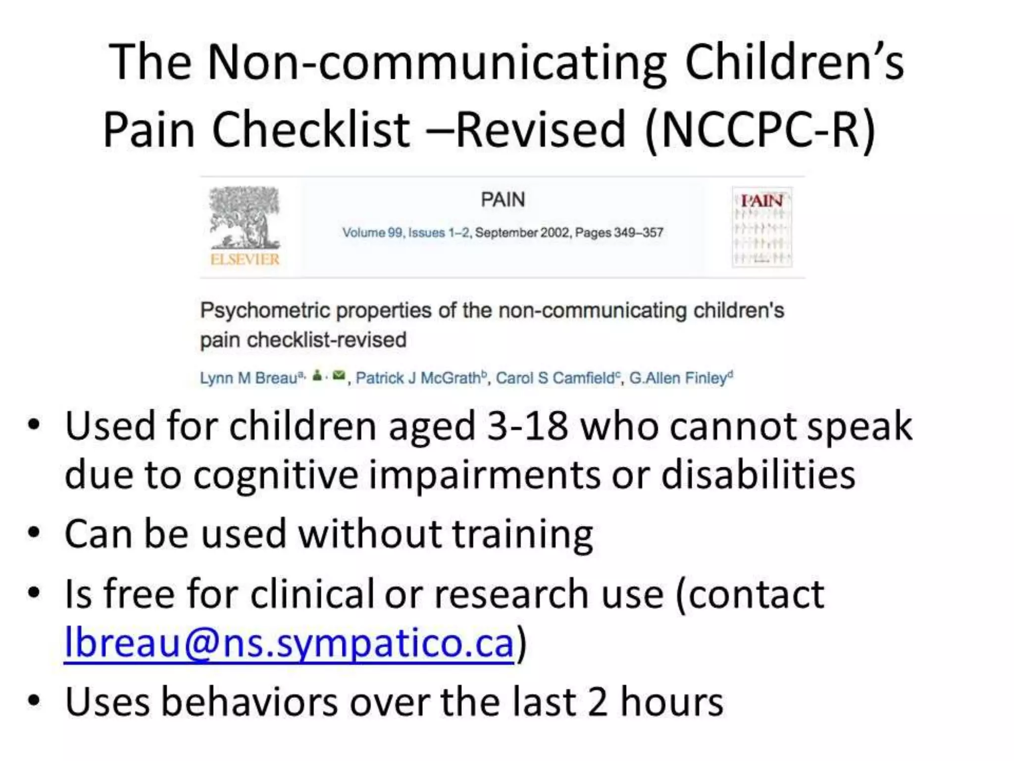 Pain assessment tool for pediatric p opulation | PPTX