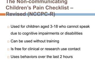 Pain assessment tool for pediatric p opulation | PPTX