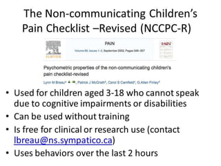 Pain assessment tool for pediatric p opulation | PPTX