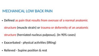 PAIN GENERATORS/ ORIGIN FOR LOW BACK PAIN.pptx