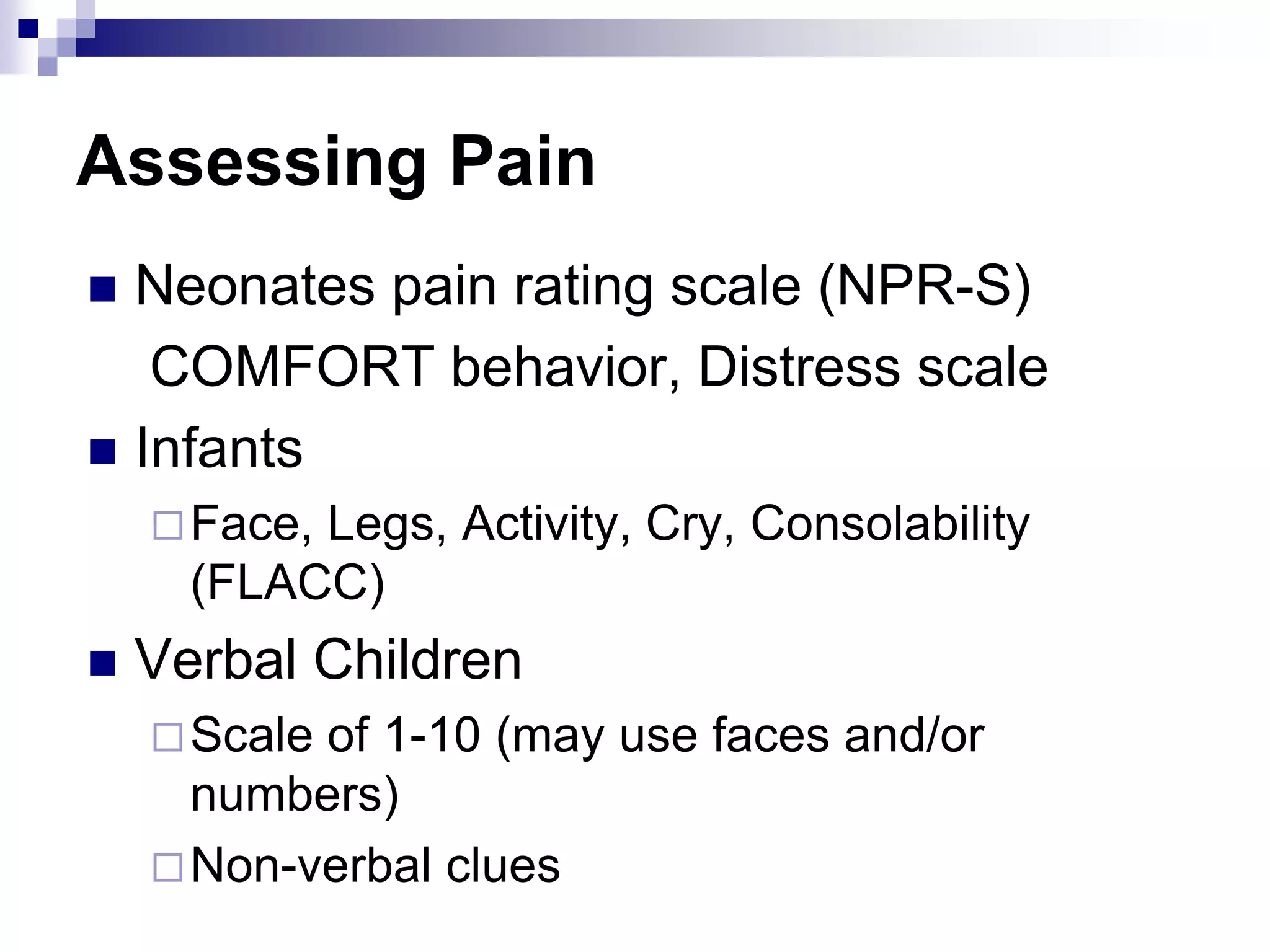 Pain management in children | PPTX