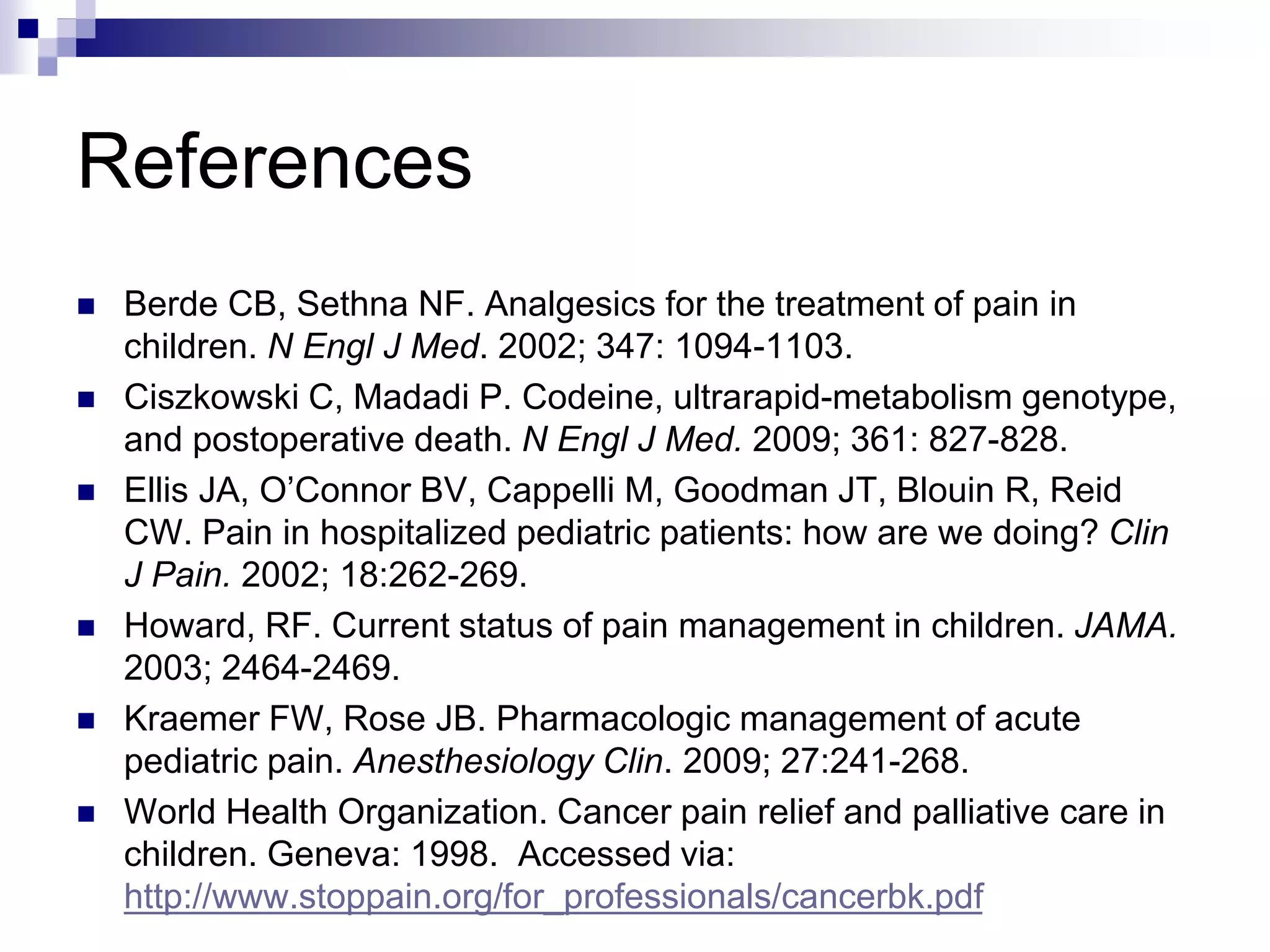 Pain management in children | PPTX
