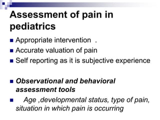 Pain management in children | PPTX