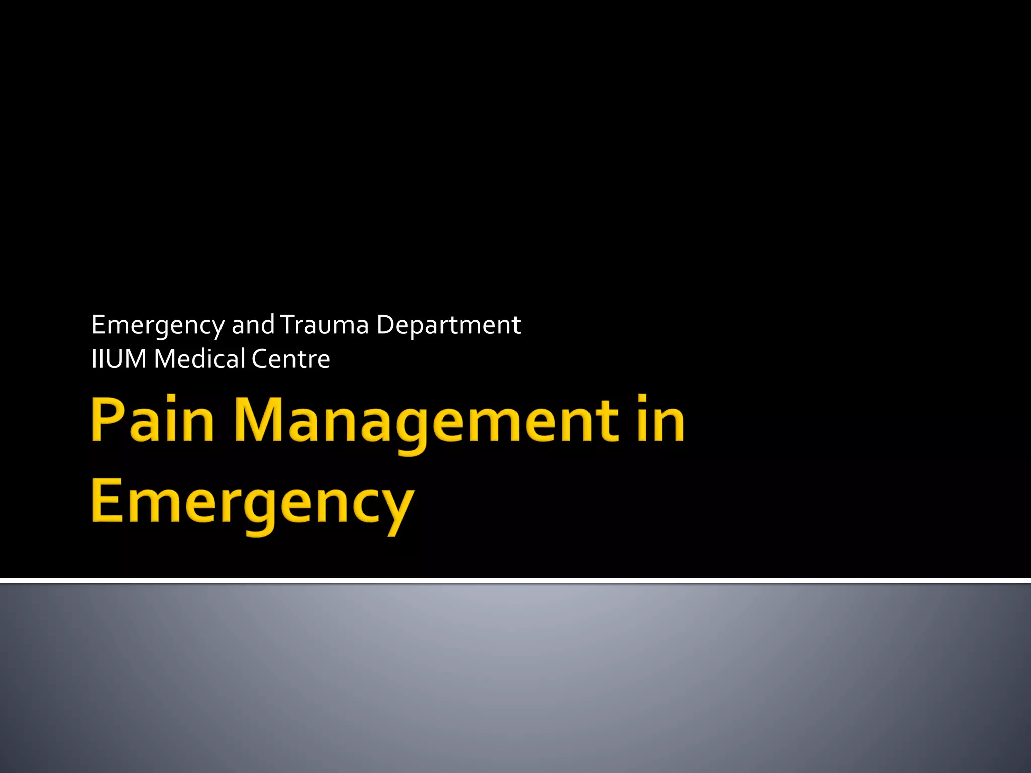 Pain management in emergency | PDF