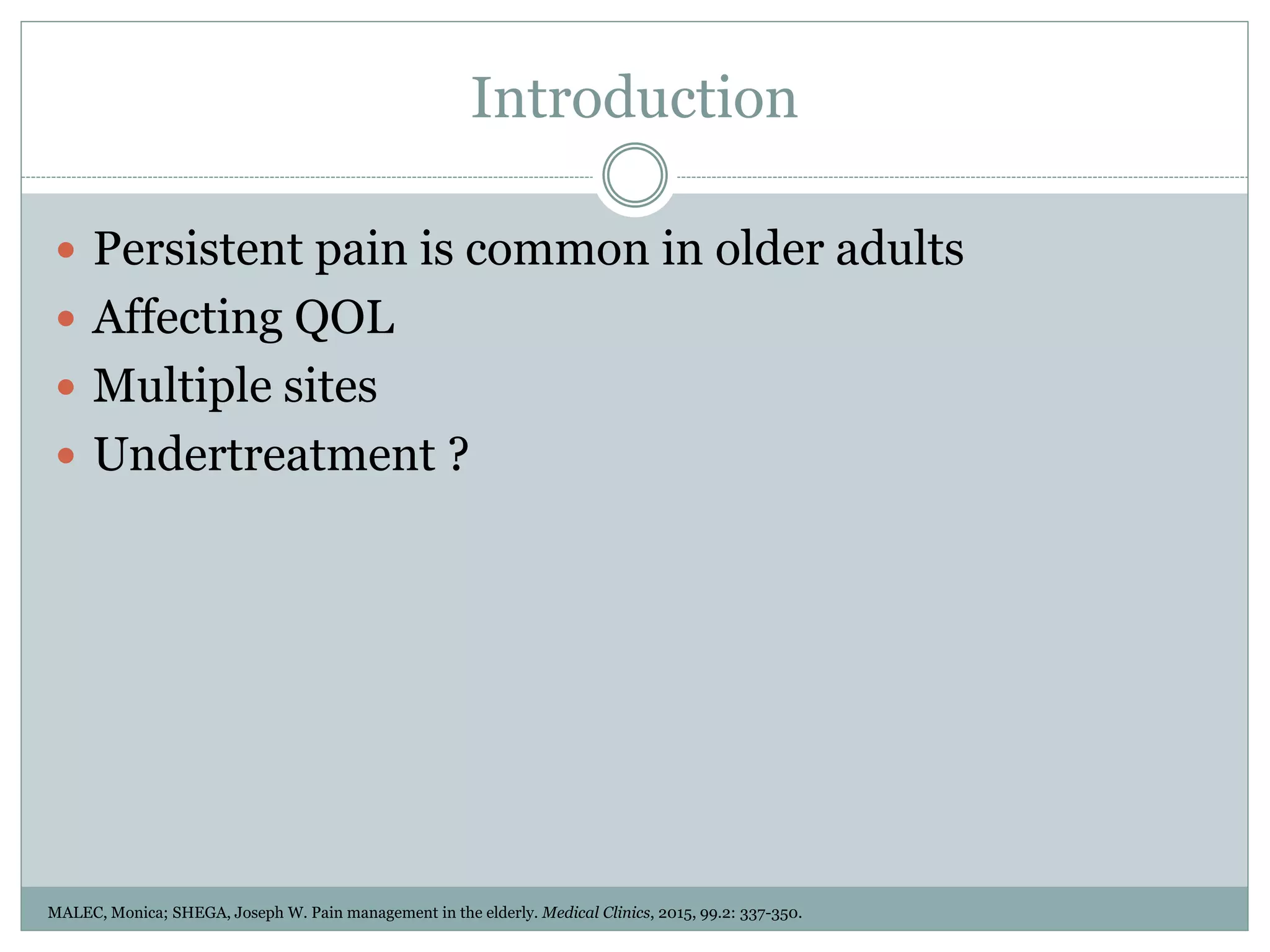 Pain Management in the Elderly | PPTX