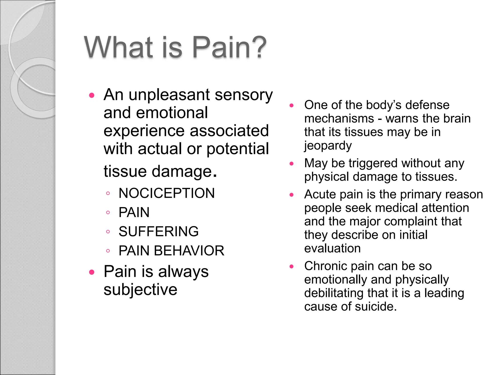 Nervous System, types of pain and pain pathways. | PPT