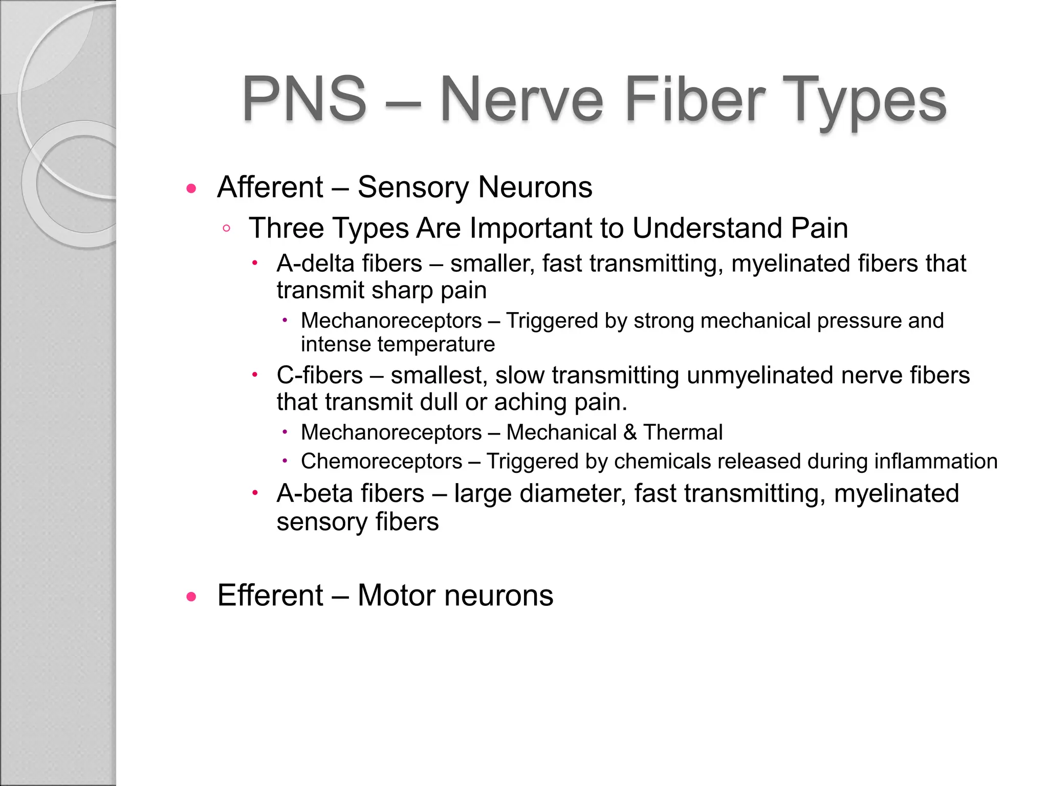 Nervous System, types of pain and pain pathways. | PPT