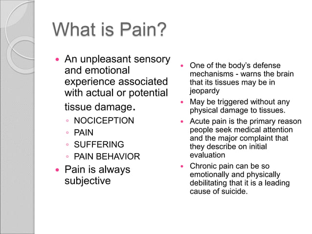 Nervous System, types of pain and pain pathways. | PPT