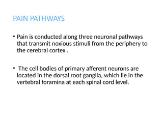 pain pathway ppt and its management and pathways | PPTX