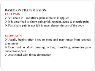 Pain pathways seminar | PPTX