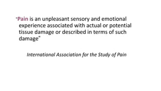 PAIN PERCEPTION, TRANSMISSION AND SUPPRESSION, THERMOREGULATION by prof ...