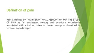 Pain pathway slides presentation by Dr Shayanika | PDF
