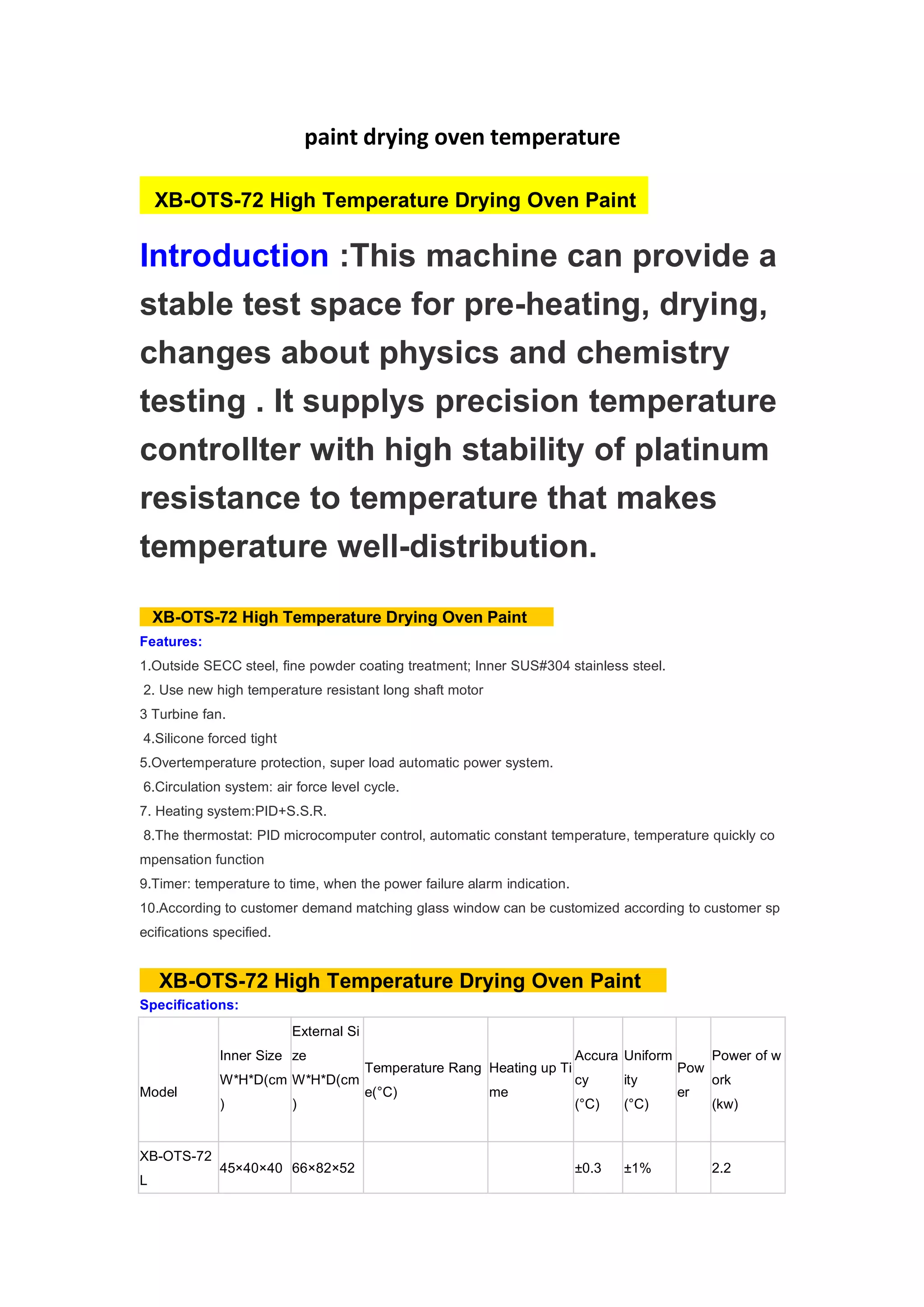 Paint drying oven temperature | PDF