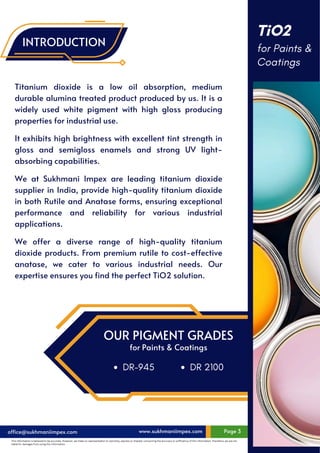 Titanium Dioxide Grades for Paints & Coatings – Sukhmani Impex | PDF