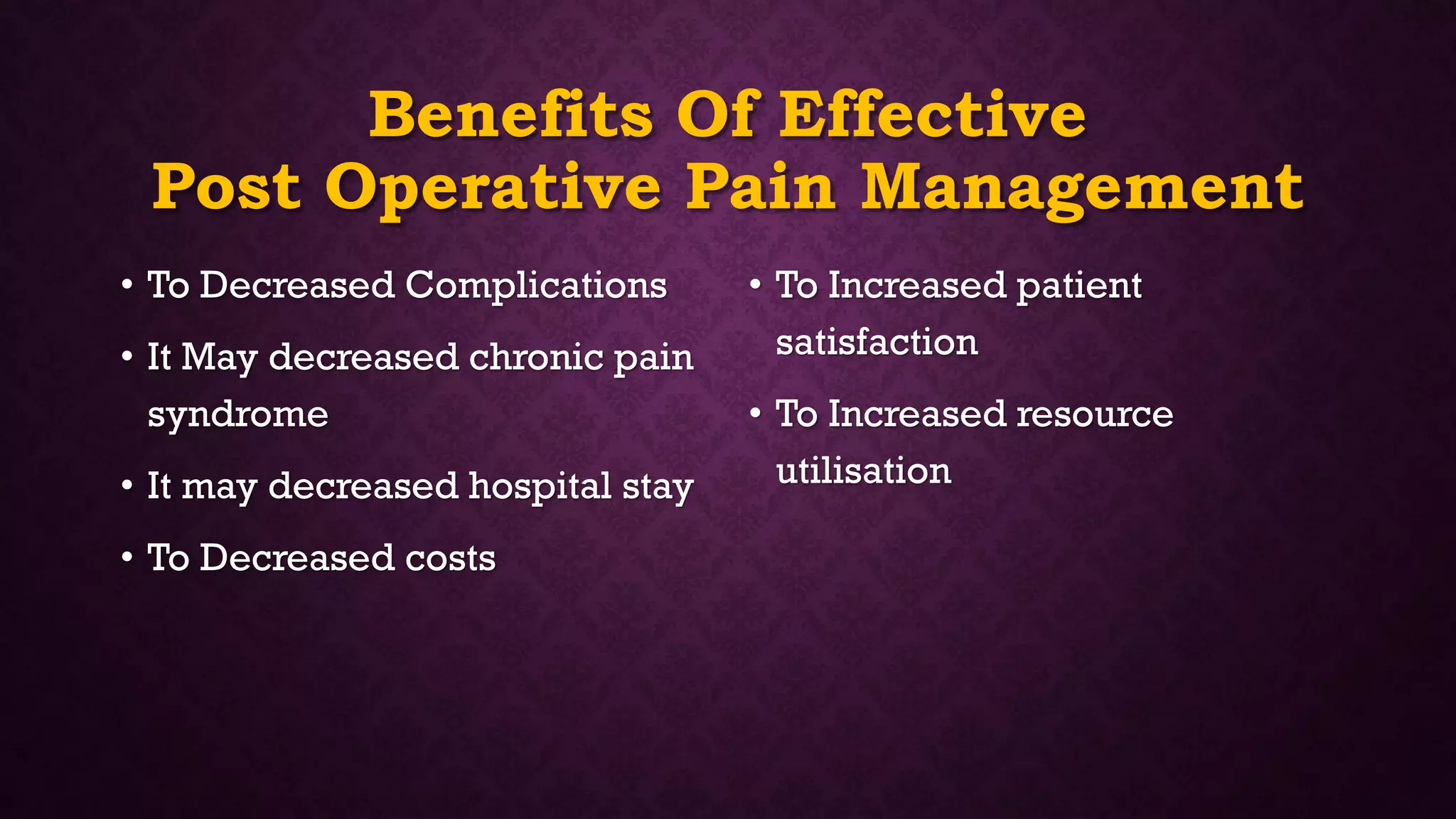 Pain therapy - Post Operative Pain Management | PDF
