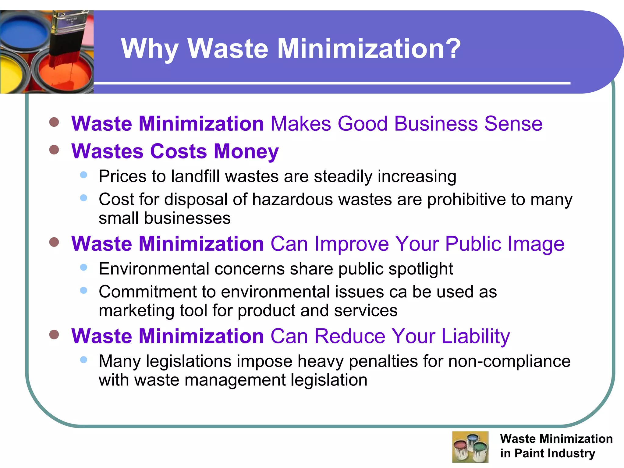 Paint Manufacturing Industry Waste Minimization | PPT