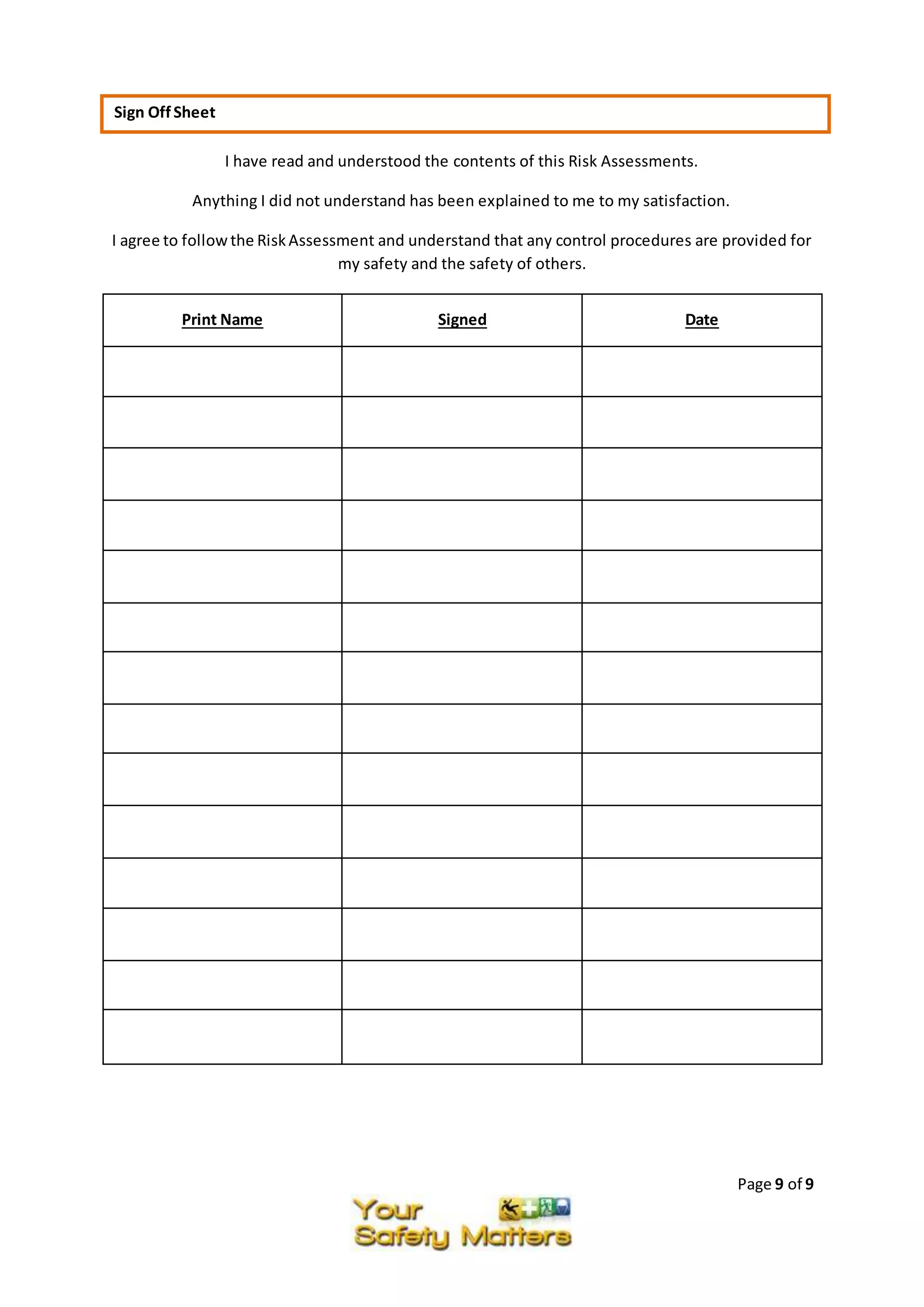 Painting risk assessment template | DOCX