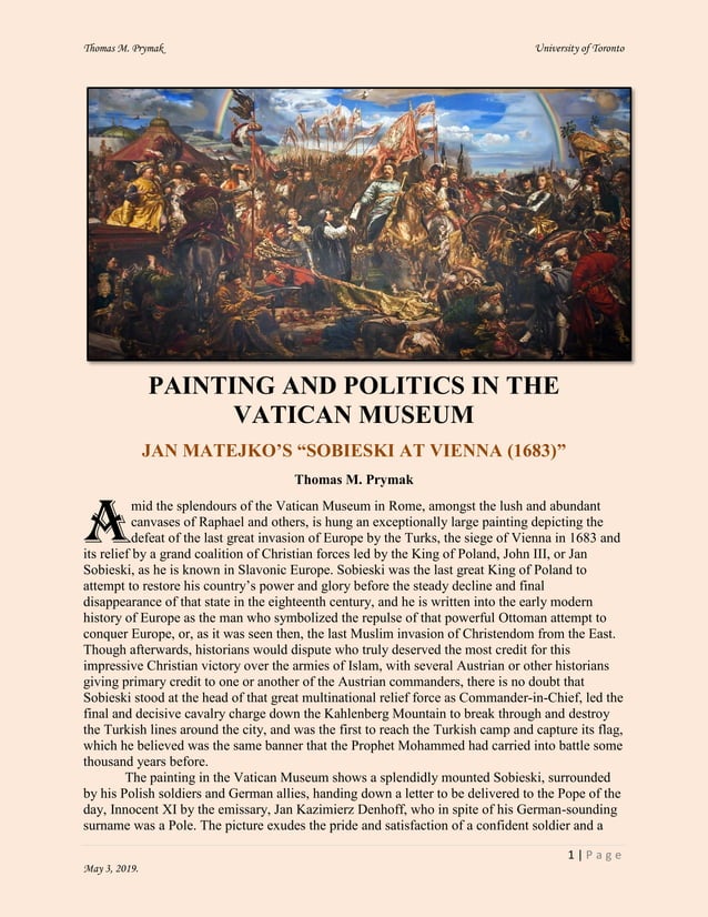 Painting and Politics in the Vatican Museum: Jan Matejko's "Sobieski at Vienna (1683)." | PDF