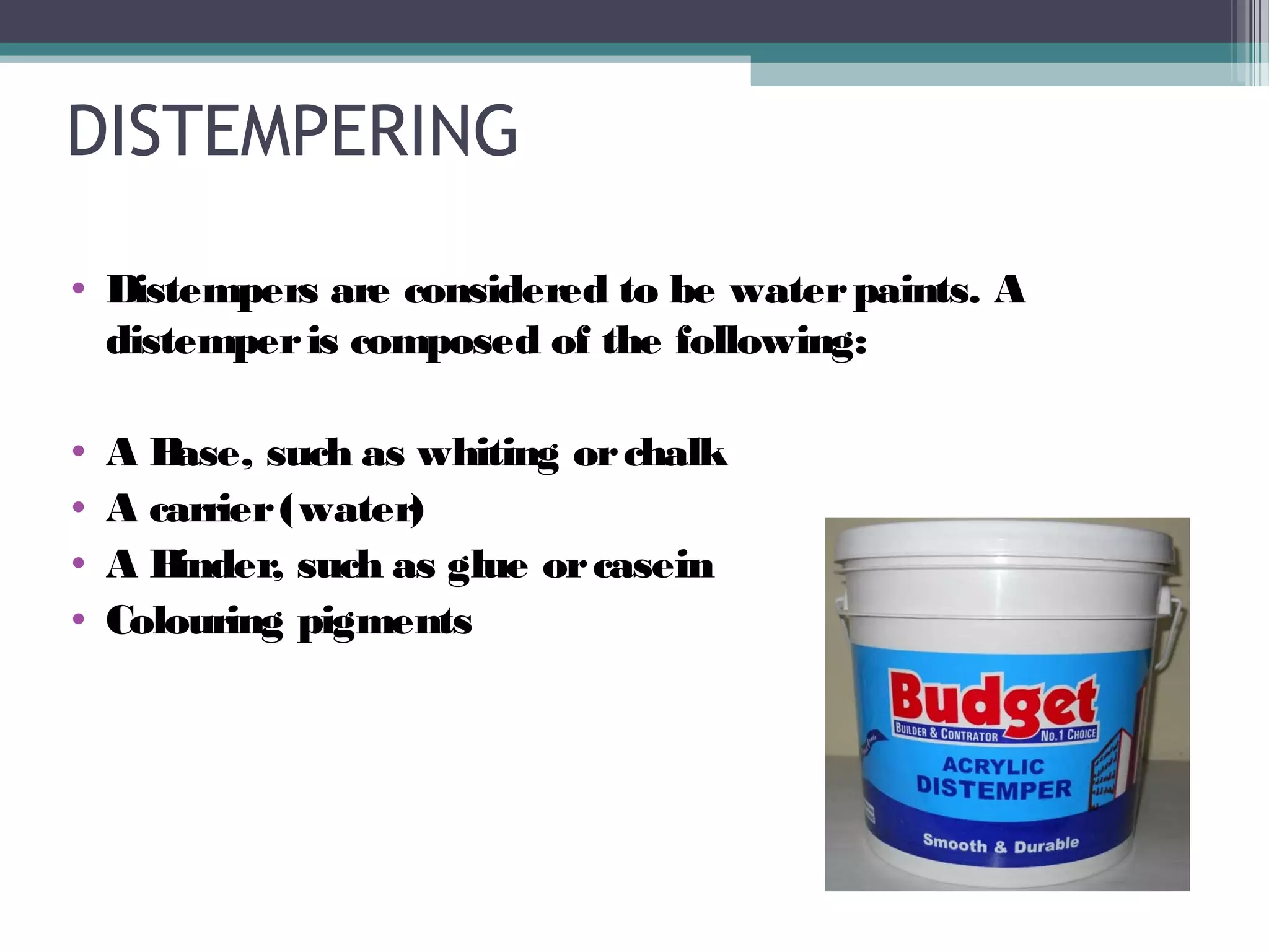 Painting, Varnishing, Distempering and White washing | PPT