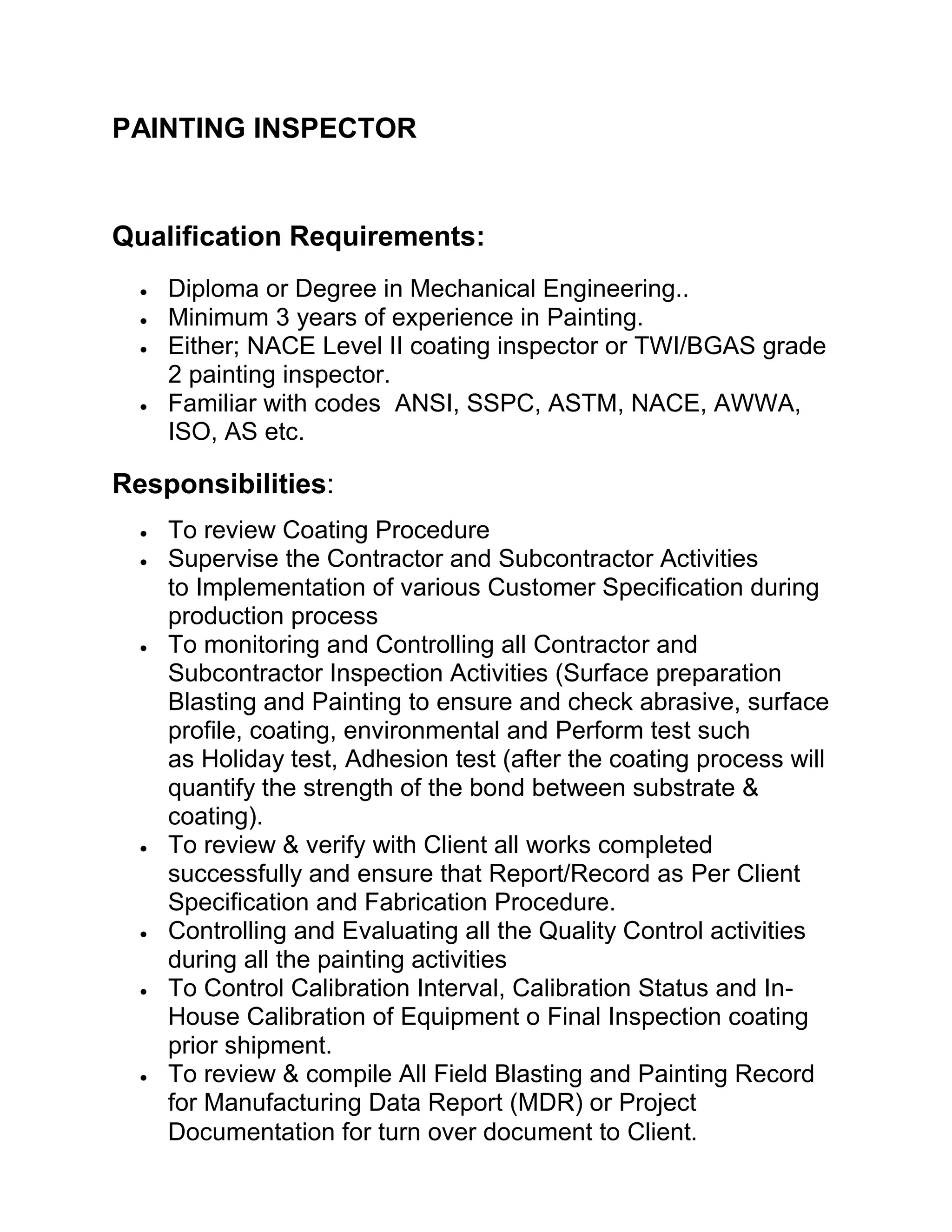 Painting inspector | PDF