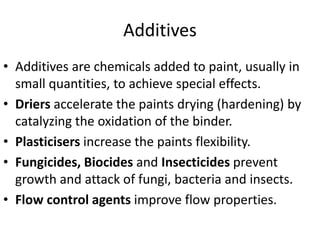 Paints and their compositions | PPTX