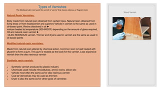 Paints and varnishes (TYPES OF PAINTS AND VARNISHES) | PPTX