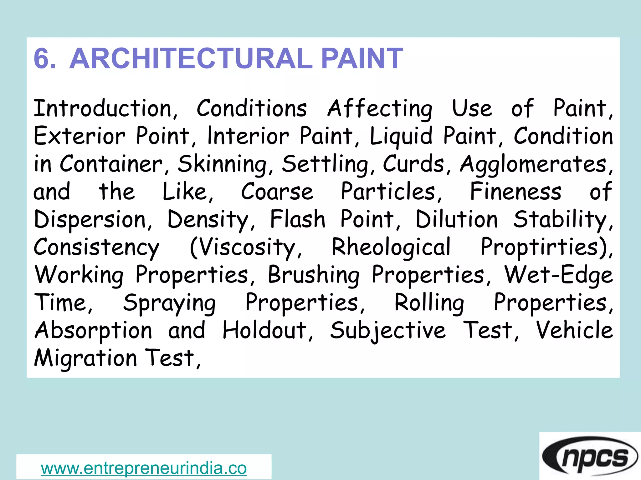 Paints, Varnishes and Resins Testing | PPTX
