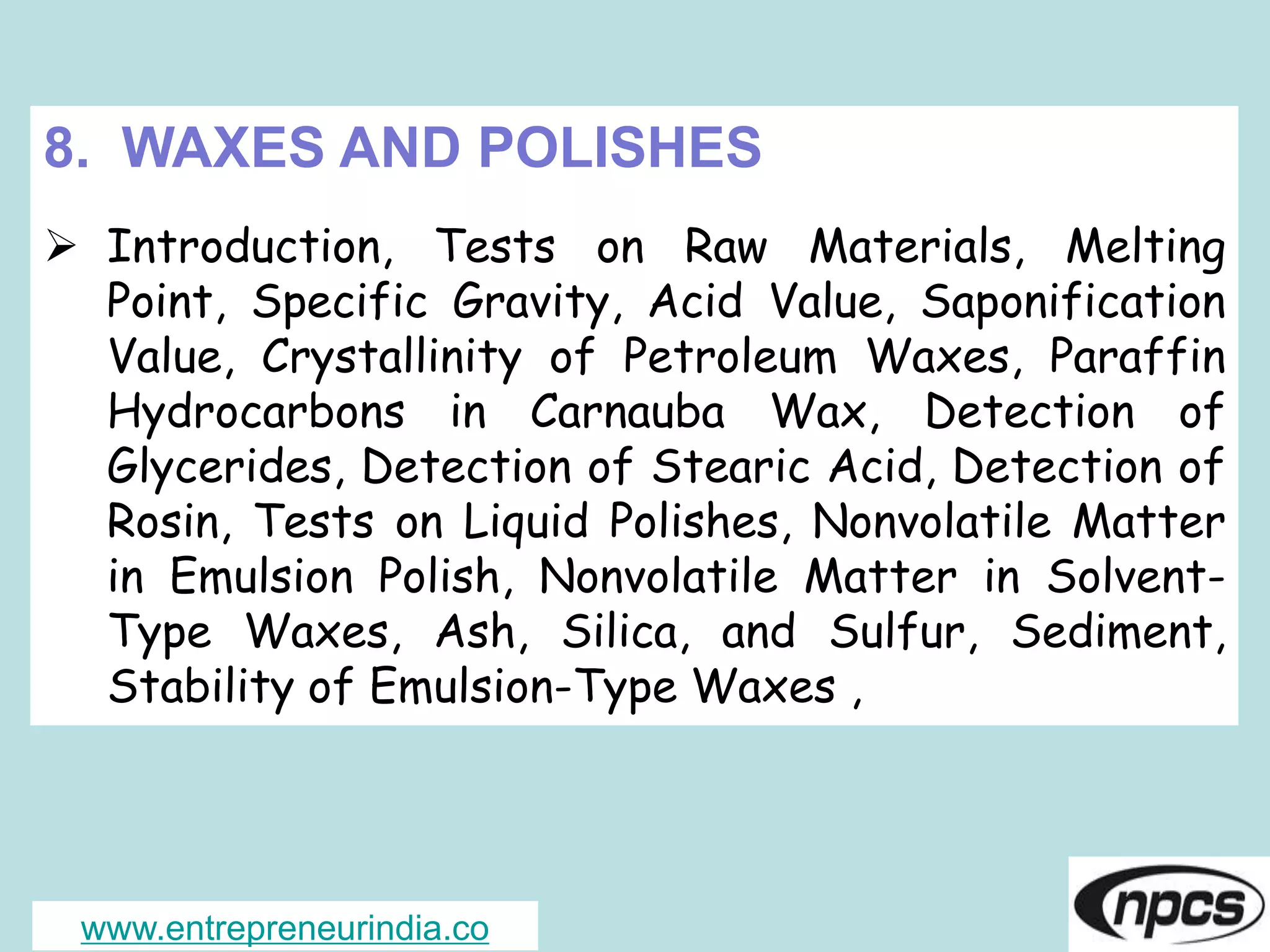 Paints, Varnishes and Resins Testing | PPTX