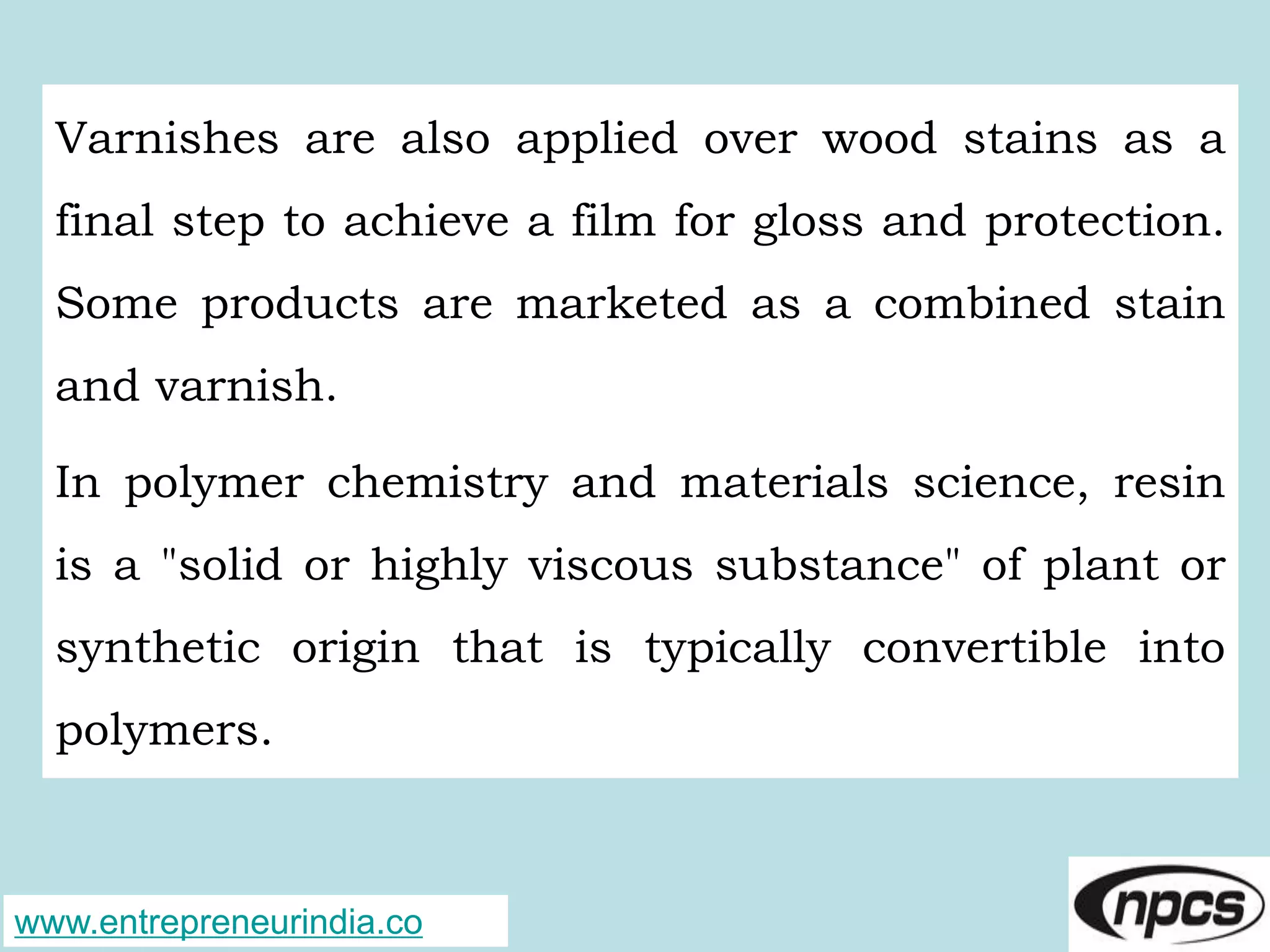 Paints, Varnishes and Resins Testing | PPTX