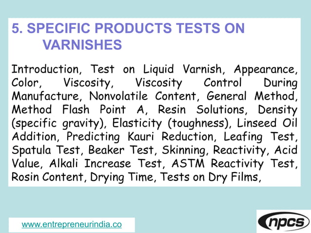 Paints, Varnishes and Resins Testing | PPTX