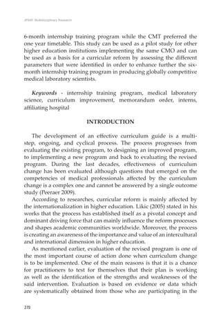 The Six-Month Internship Training Program for Medical Laboratory ...