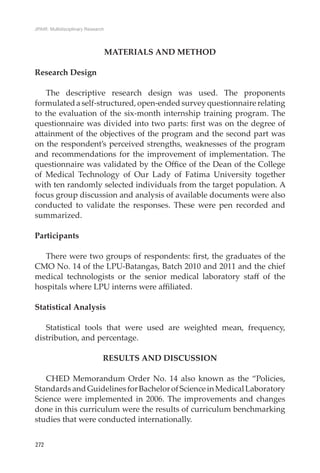 The Six-Month Internship Training Program for Medical Laboratory ...