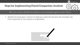 Paired Comparison Analysis: A Practical Tool for Evaluating Options and ...