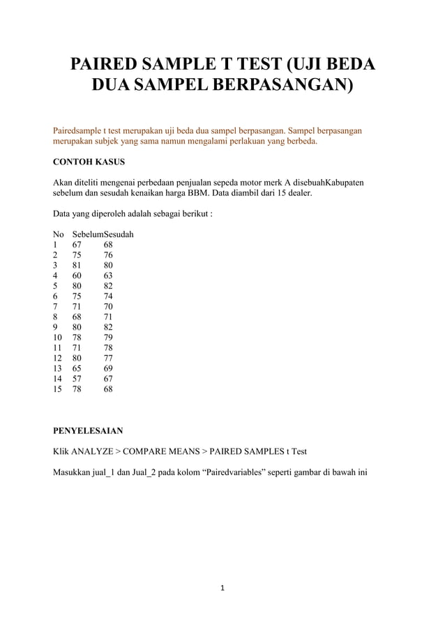 Paired sample t test | PDF