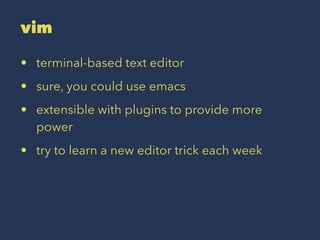 Pairing with tmux and vim for DevOps Days Austin 2015 | PPT