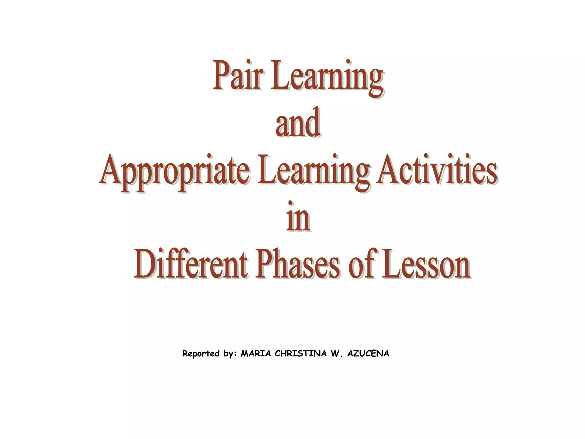 Pair learning and activities report (repaired) | DOCX