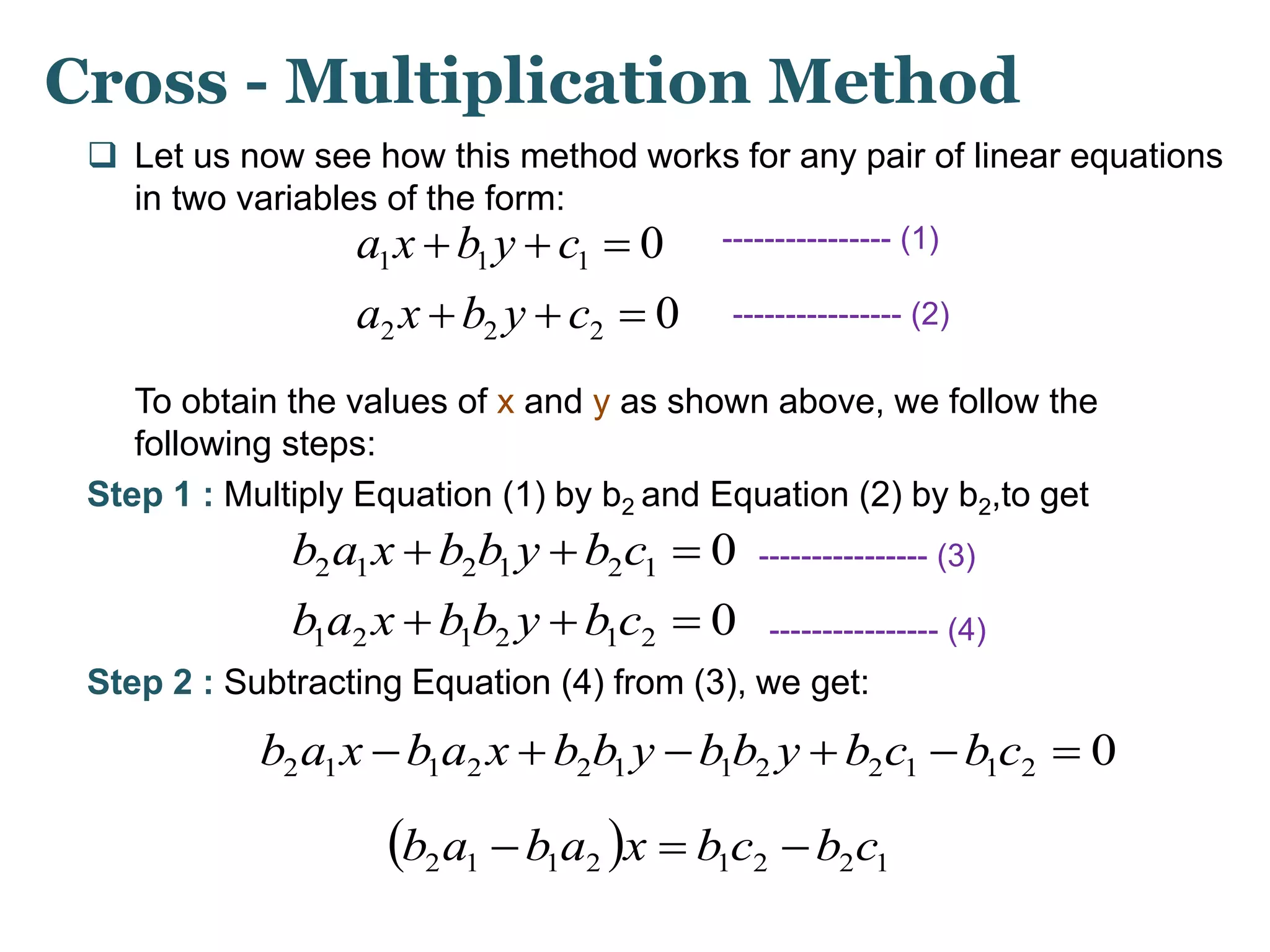 Pair of linear equations in two variables for classX | PPT
